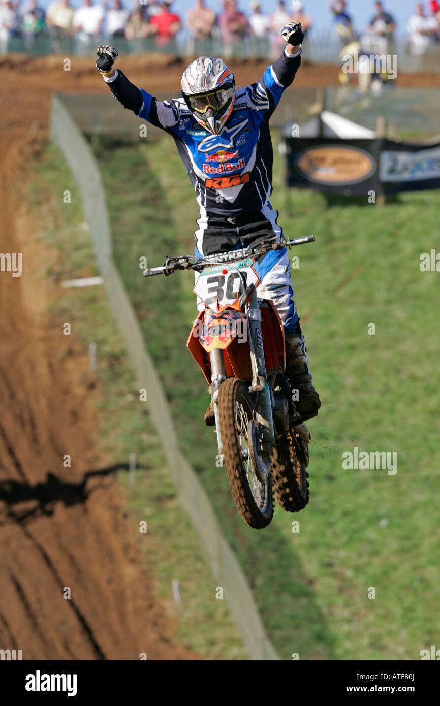 A Motocross MX racer in action Stock Photo - Alamy