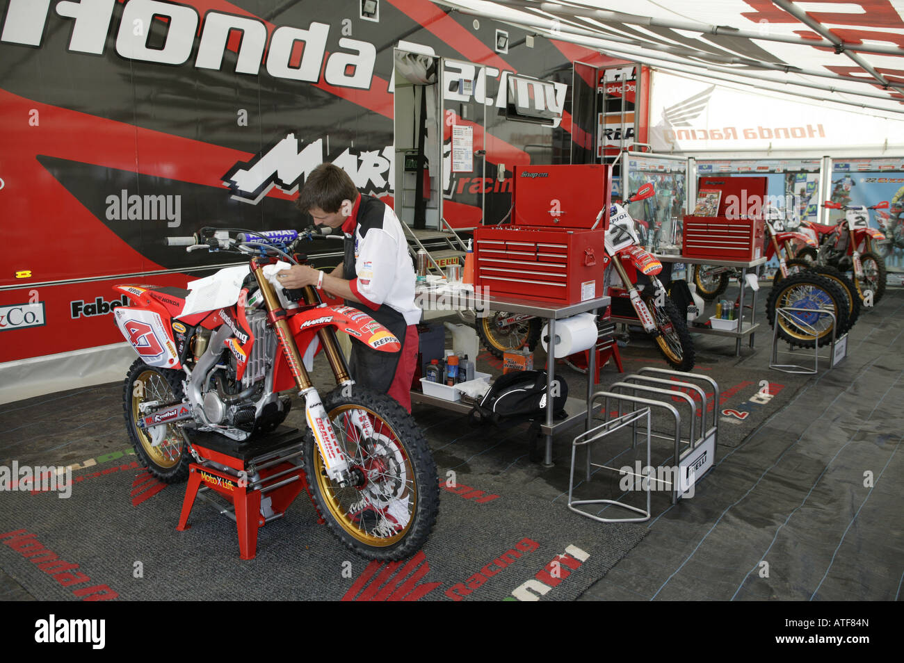 Motocross MX Motorcycles in the pits Stock Photo - Alamy