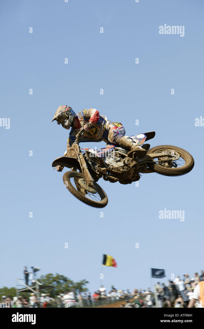 A Motocross MX racer in action Stock Photo - Alamy
