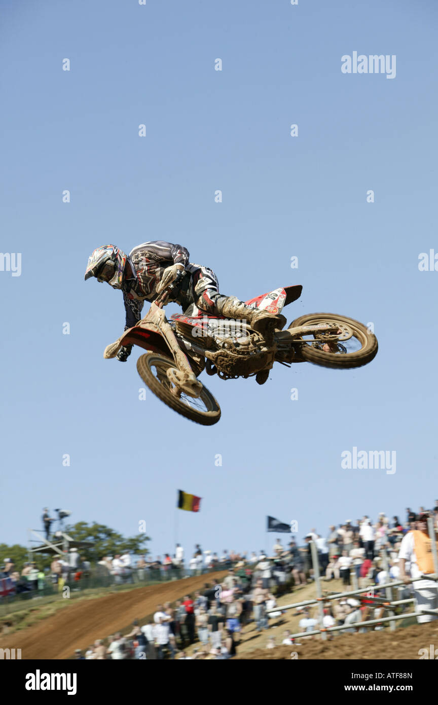 A Motocross MX racer in action Stock Photo - Alamy