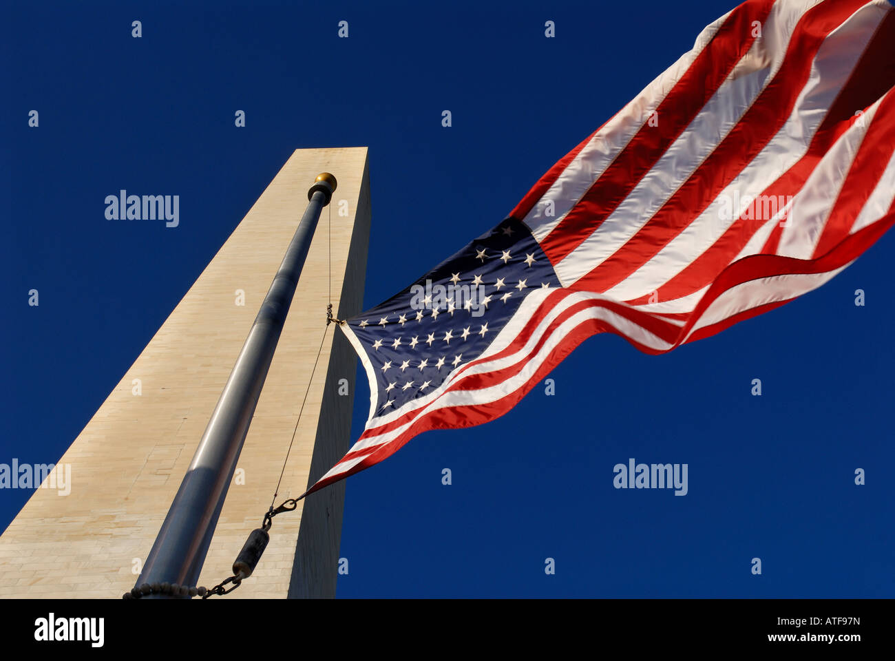 Washington Monument and American Flag Stock Photo - Alamy