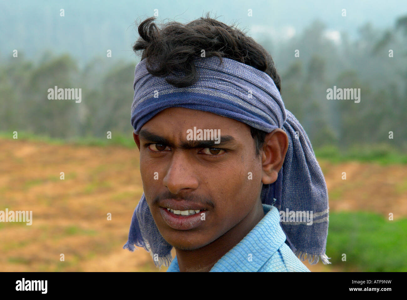 portrait of local indian village boy in the fields near ooty hill ...