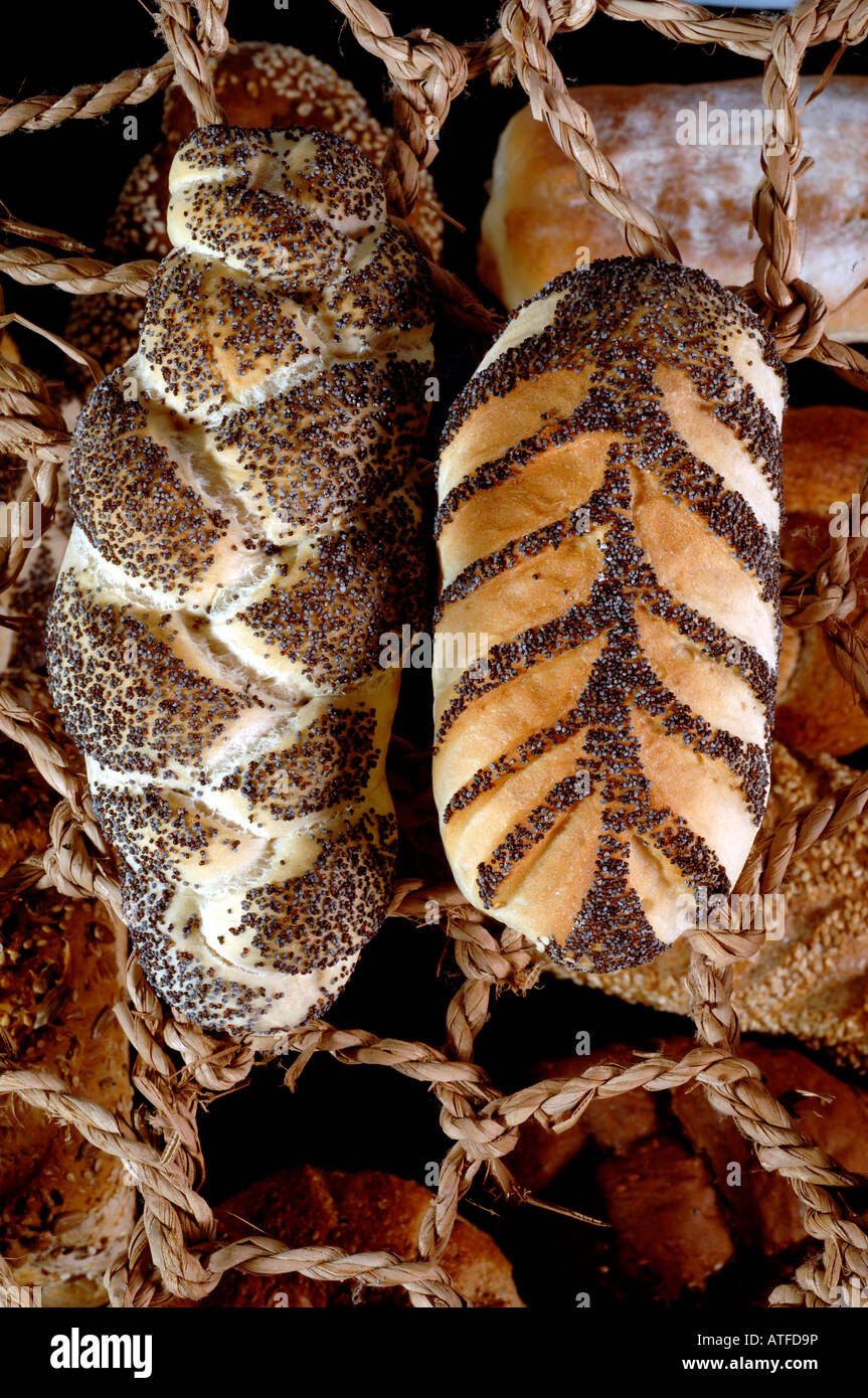 rustic traditionally baked bread loaves and rolls Stock Photo - Alamy