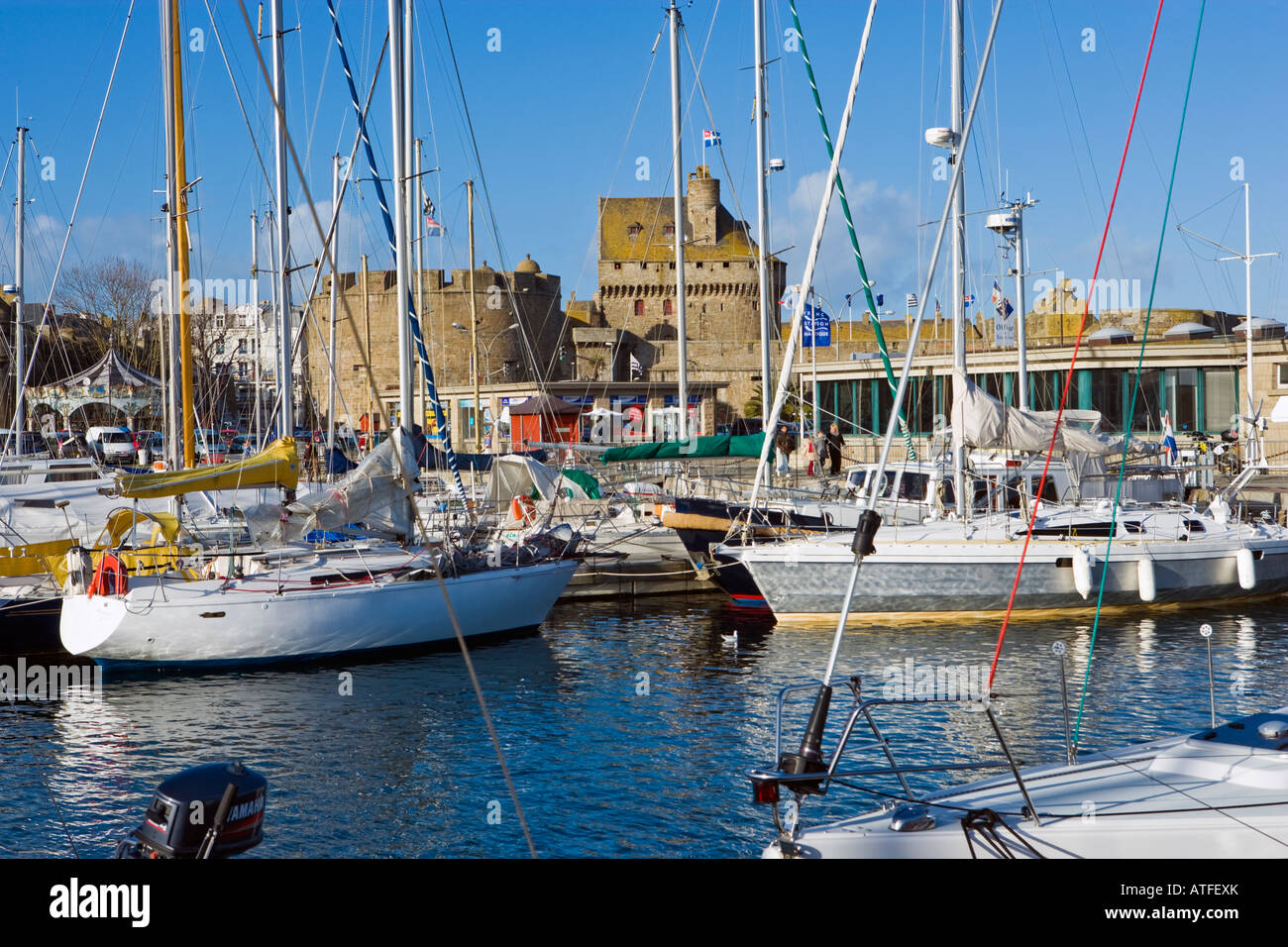 St Malo port castle Manche Brittany France Europe Stock Photo - Alamy
