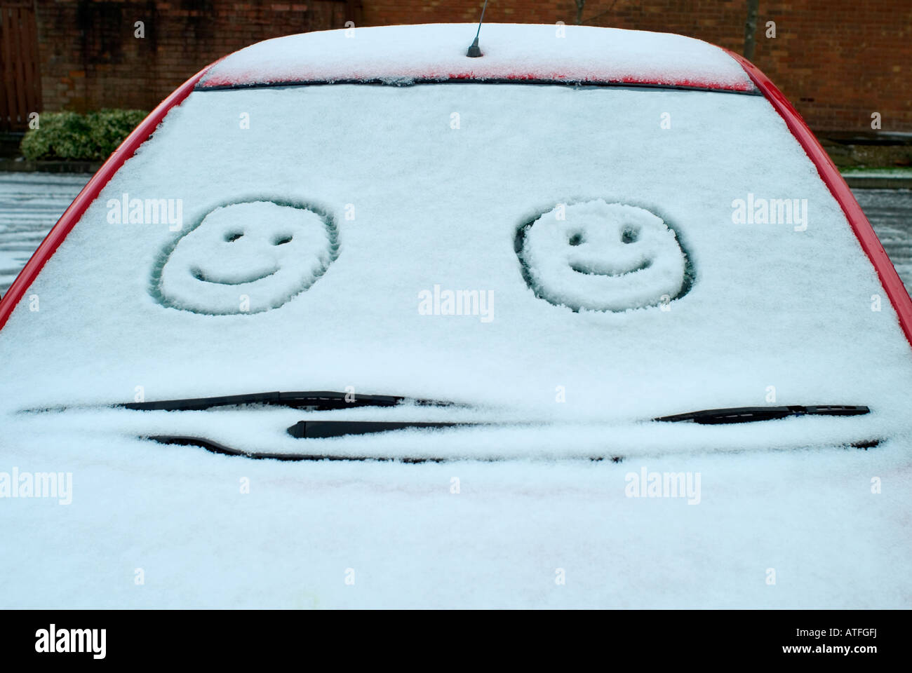 smileys faces snow motoring winter Stock Photo - Alamy