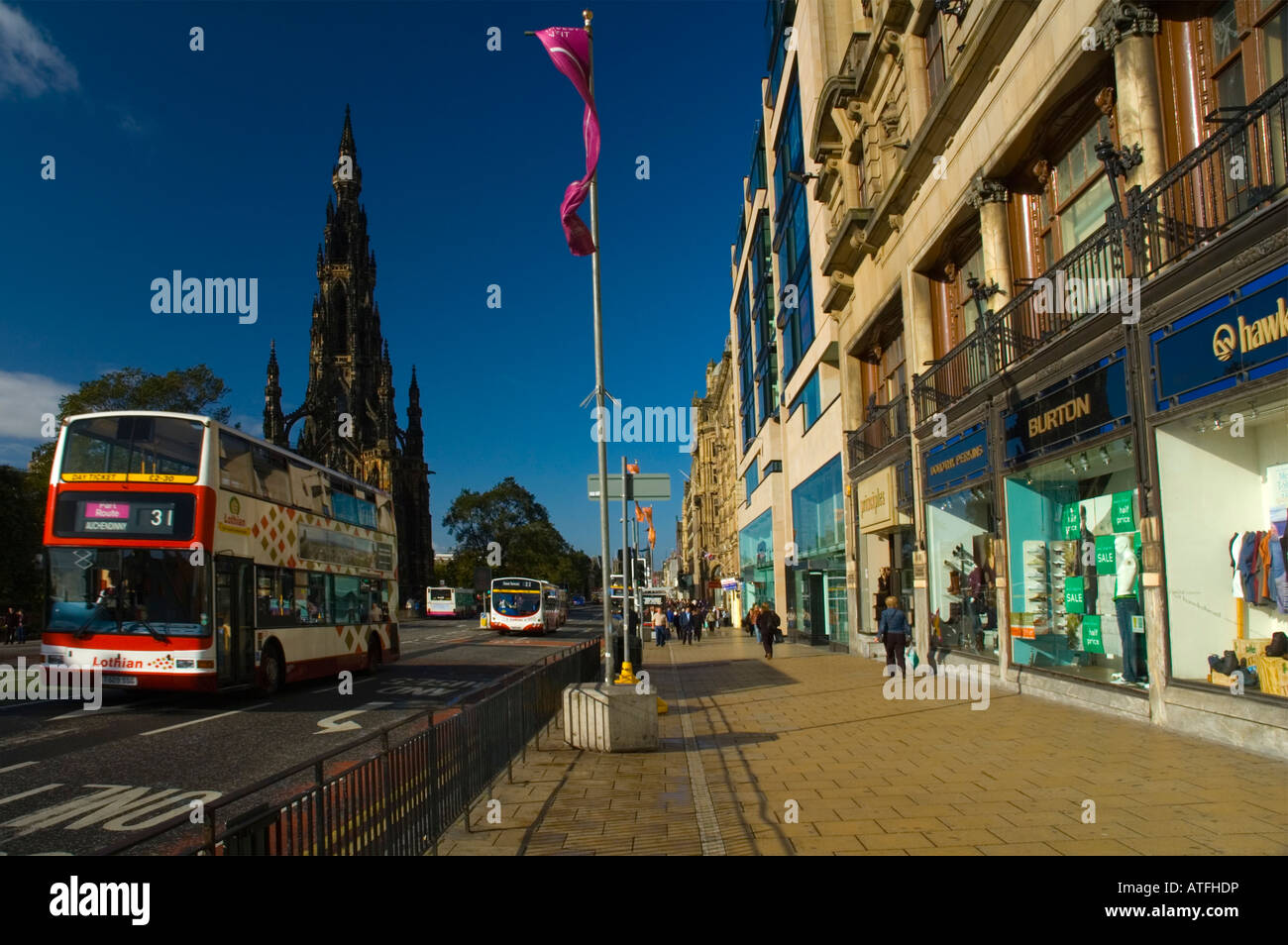 Traffic along Princess Street in central Edinburgh Scotland UK Stock ...