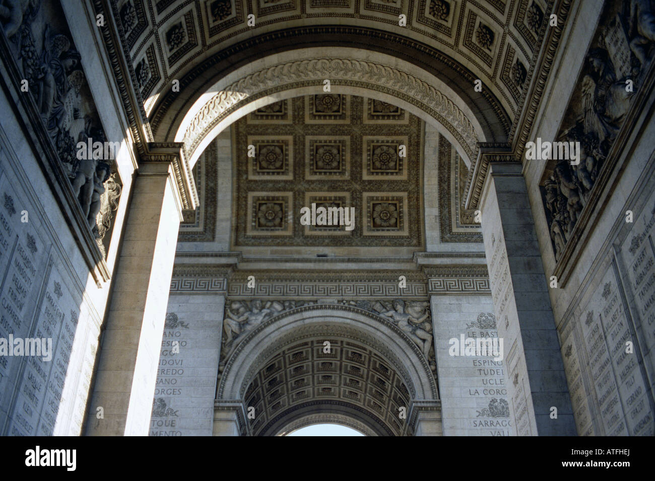 Looking up at inner arch of the Arc de Triomphe, Paris Stock Photo - Alamy