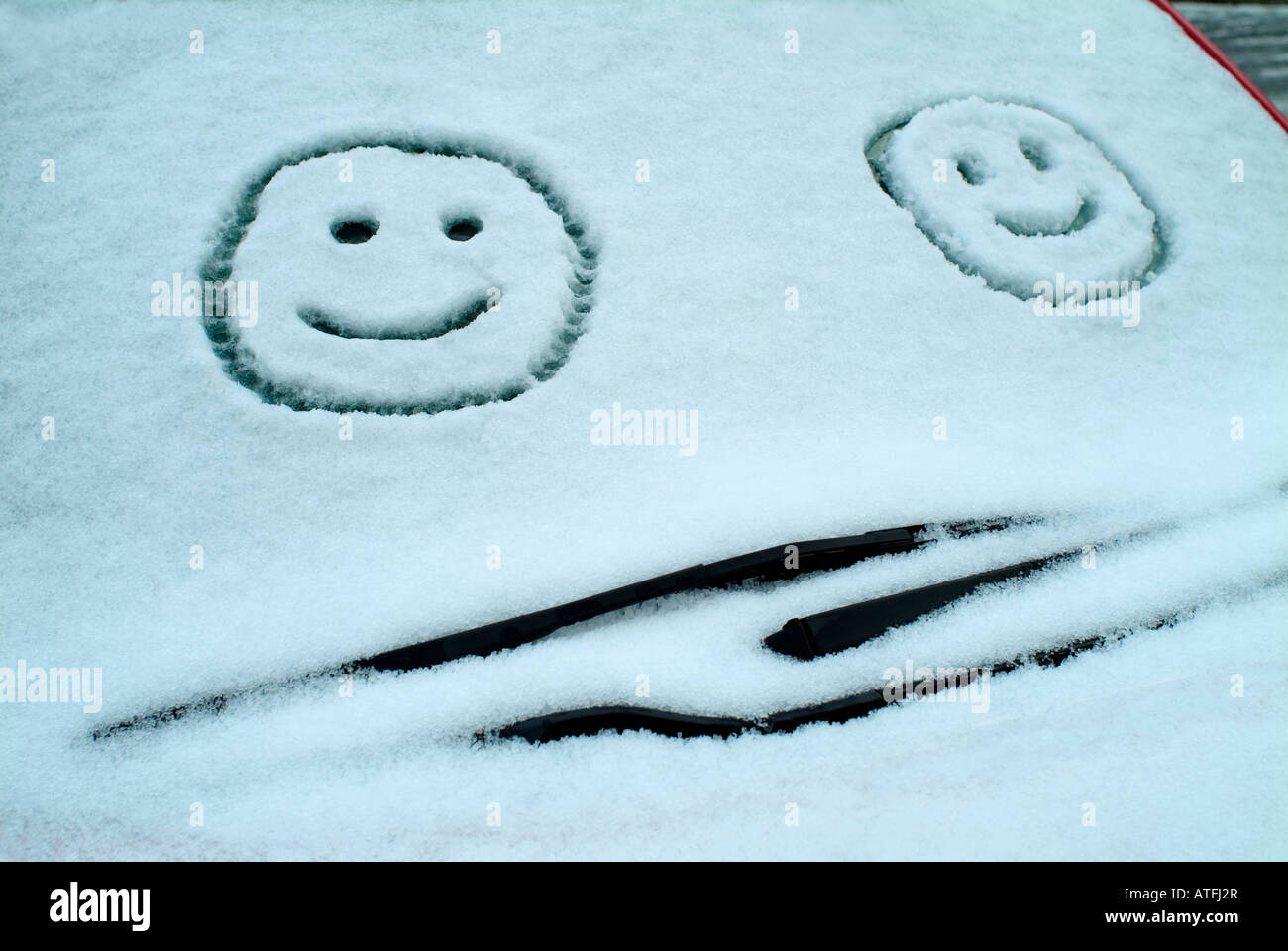 winter snow smileys faces motoring Stock Photo - Alamy