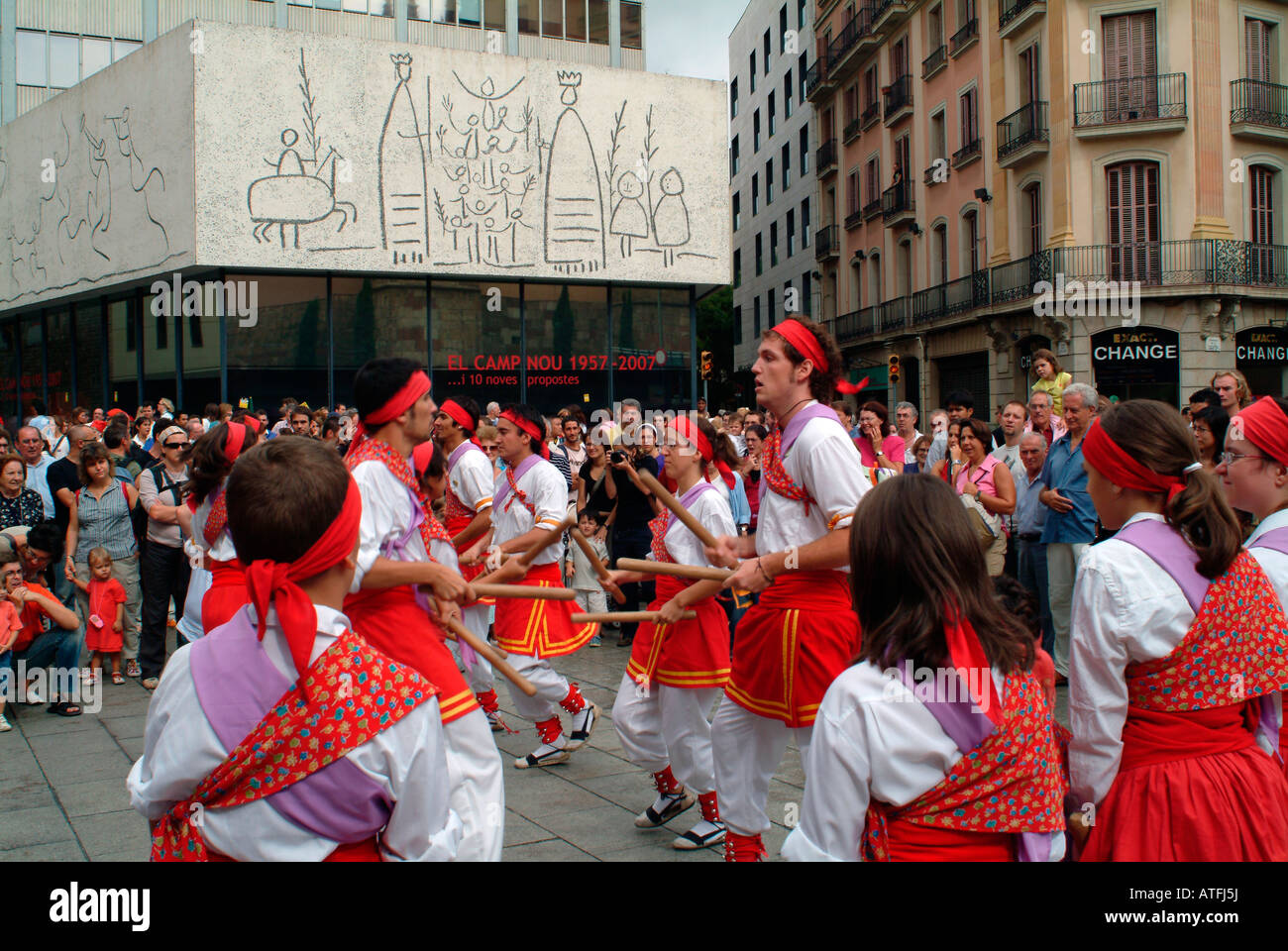 Folklore Troupe Outdoor Barcelona Spain with outdoor artwork by Pablo ...