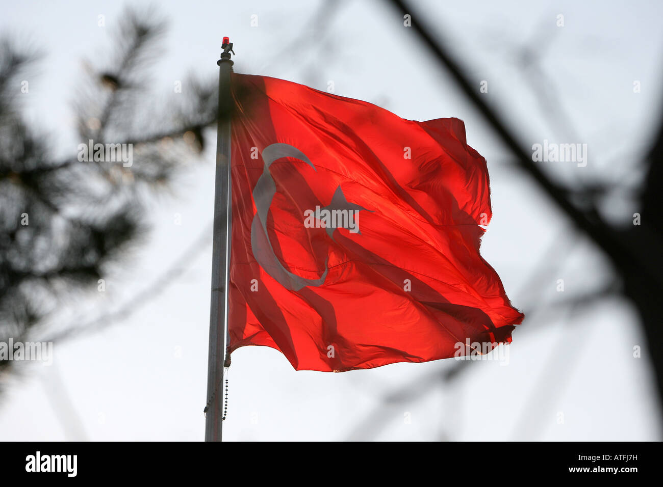 Turkey flag on flagpole hi-res stock photography and images - Alamy