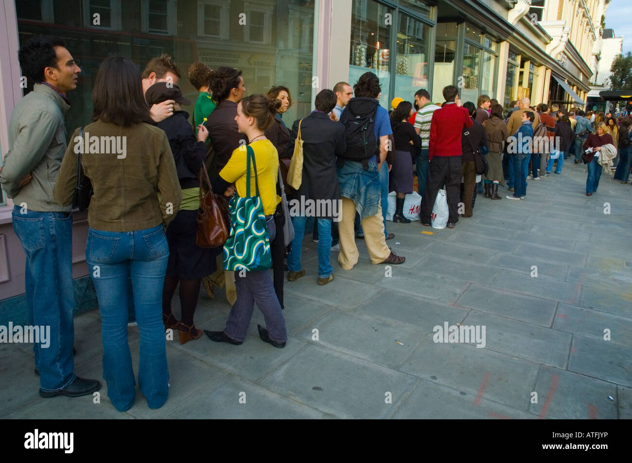 Queue in Bayswater London England UK Stock Photo - Alamy