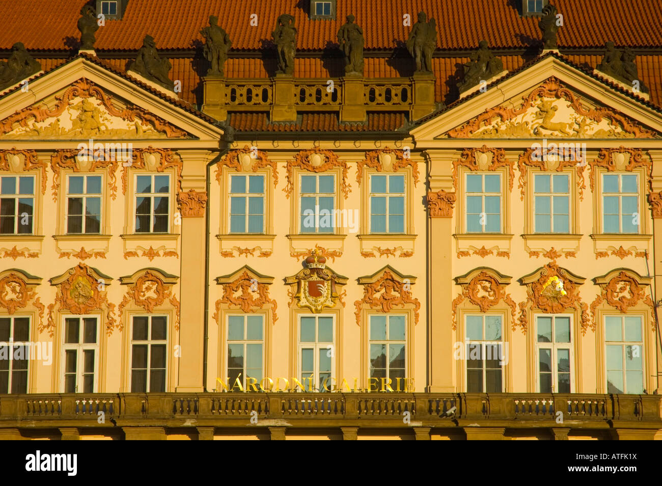 Facade of Kinsky Palace at old town square in Prague Czech Republic ...