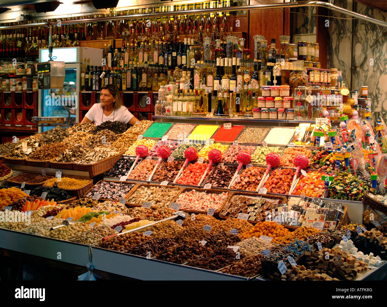 Barcelona Indoor Market Stall Las Ramblas Spain Stock Photo - Alamy