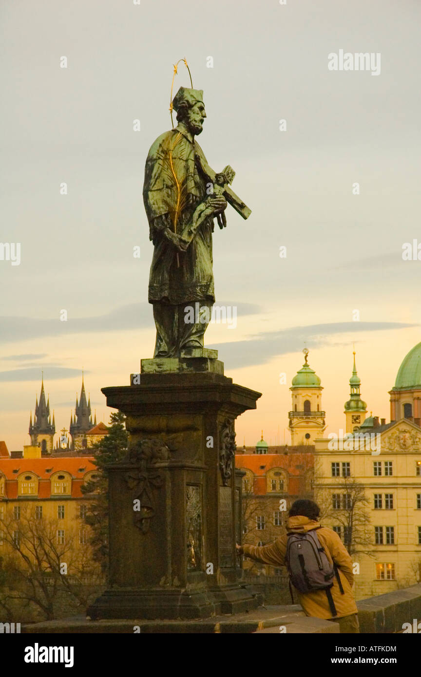 St John of Nepomuk statue on Charles Bridge in Prague Czech Republic ...