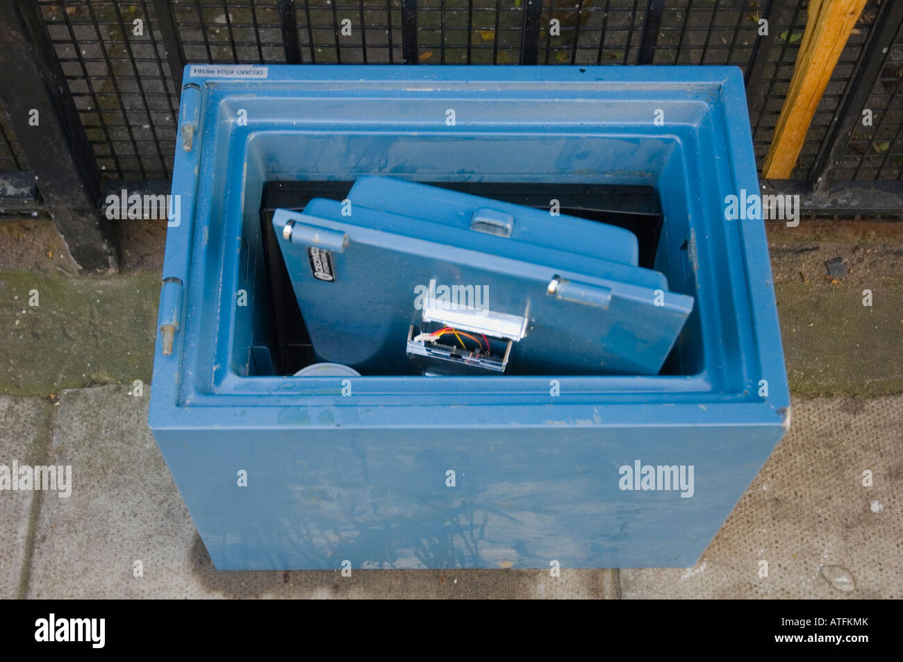 A broken into safe deposit box on the streets of London Stock Photo - Alamy