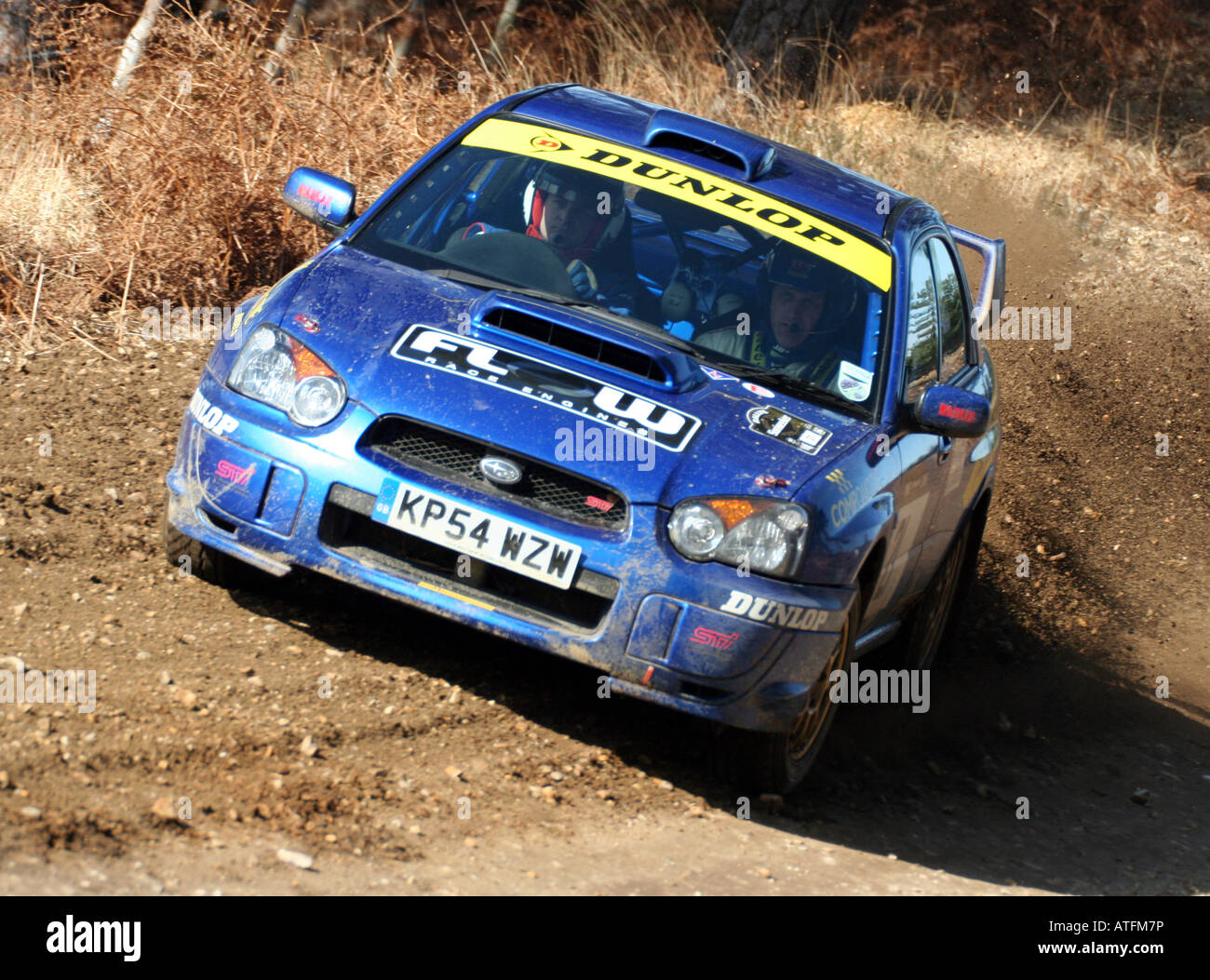 Subaru World Rally car blasting through the countryside Stock Photo - Alamy