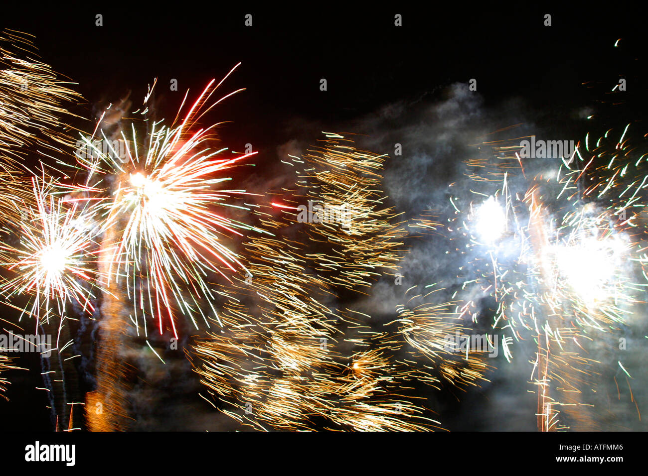 Multiple firework explosions Stock Photo - Alamy