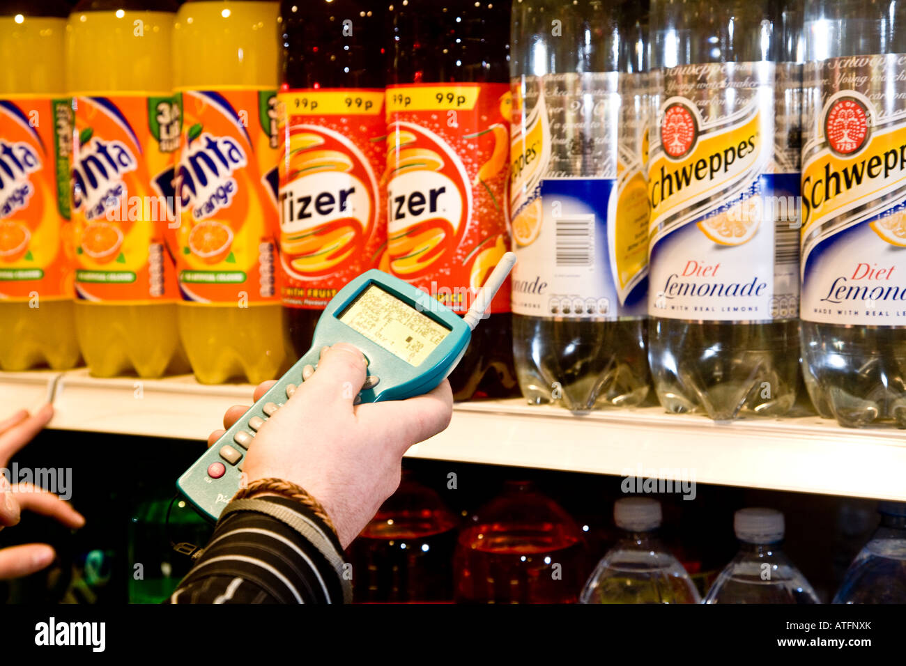 Checking stock control in a supermarket using a handheld device Stock ...