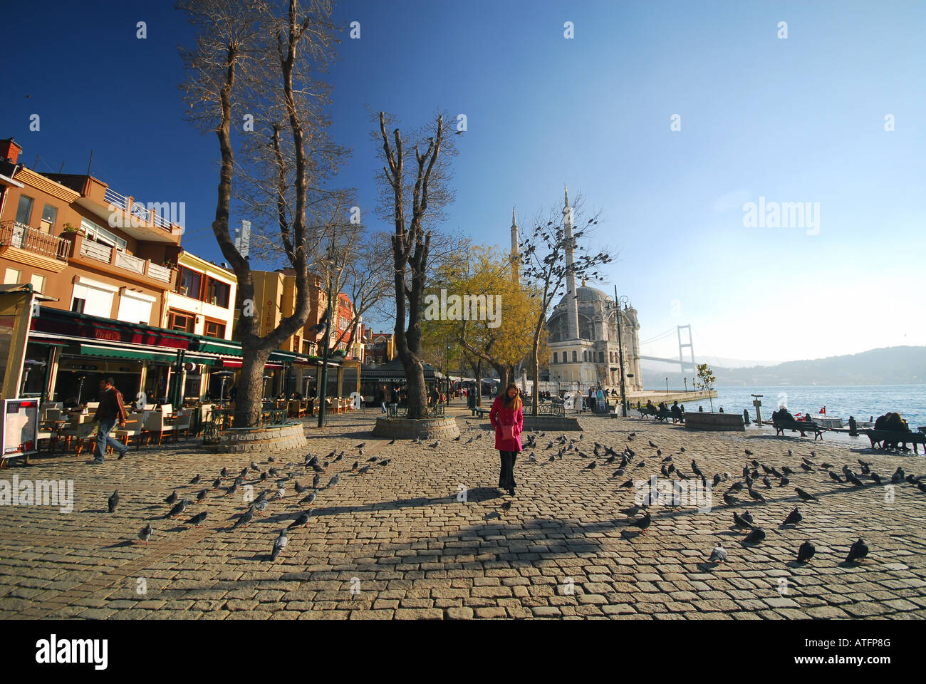 ISTANBUL, TURKEY. A winter view of the Bosphorus waterfront at ...