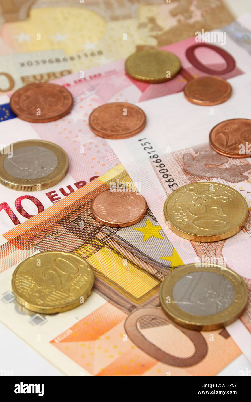 European currency close up Paper money and coins Stock Photo - Alamy