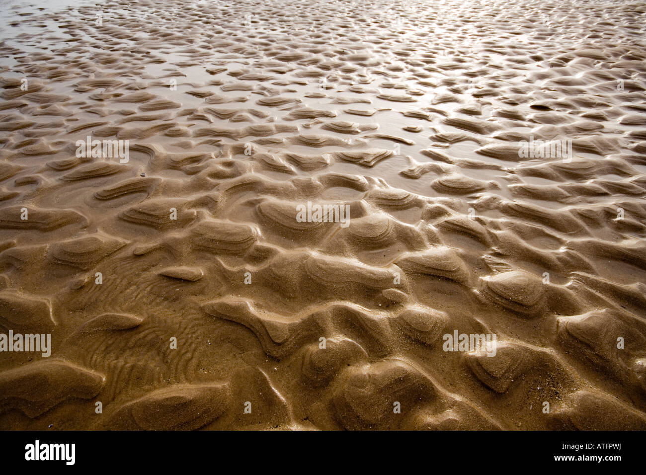 Ripples in the sand of a beach left by the receeding tide Stock Photo ...