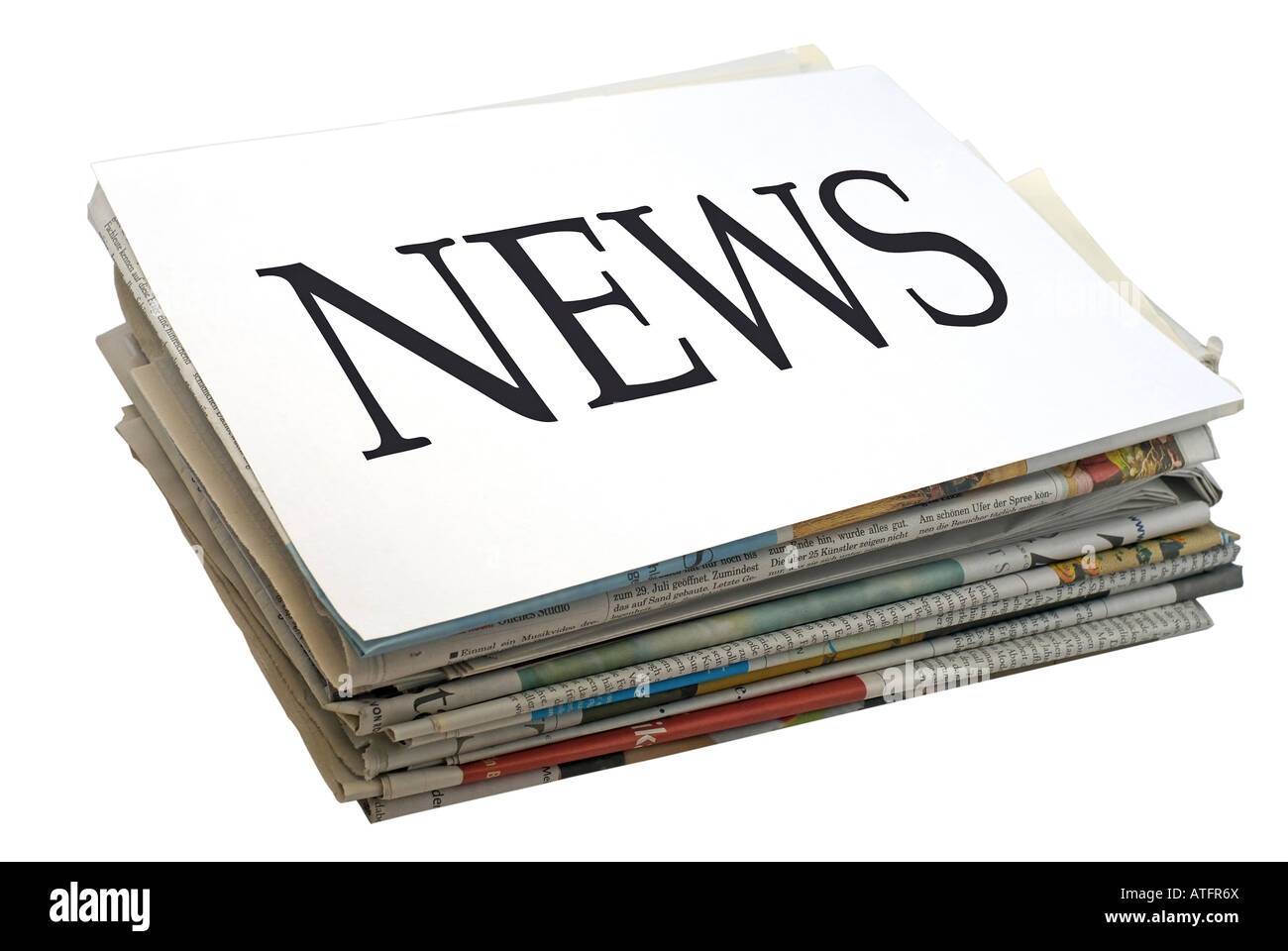 Paper stack Top file showing news Stock Photo - Alamy