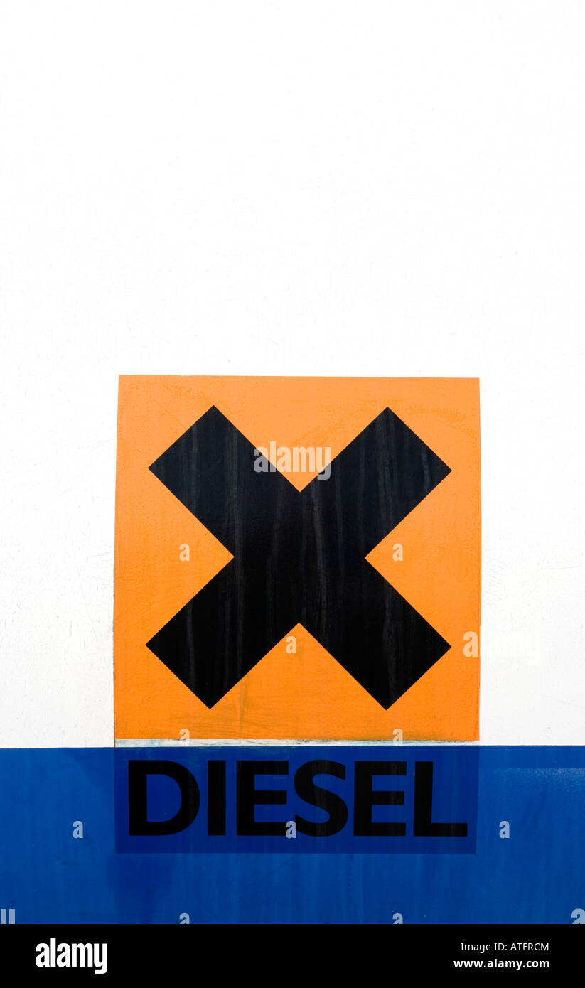 Diesel fuel warning sign Stock Photo - Alamy