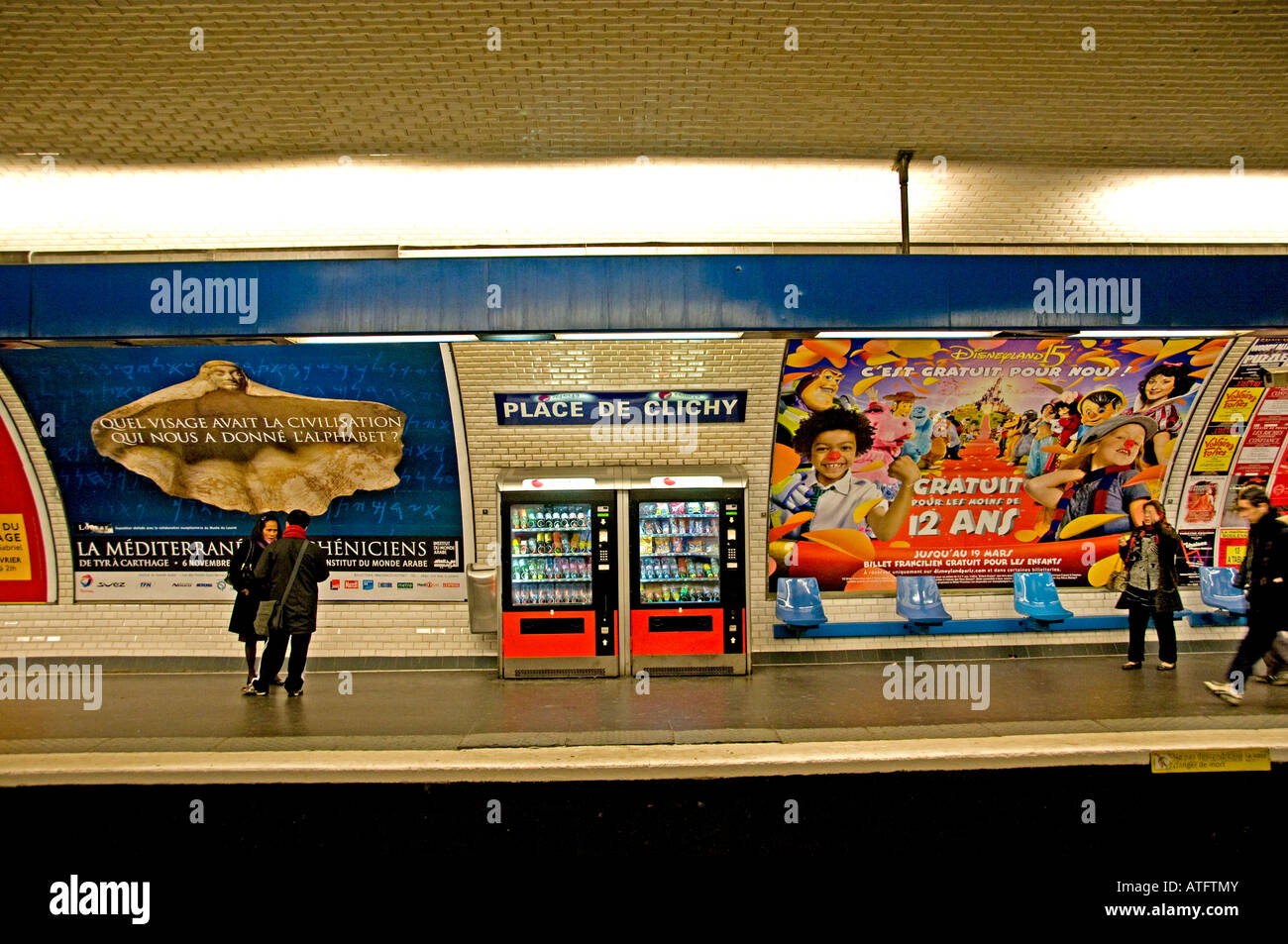 Paris france place de clichy metro commuters train hi-res stock ...