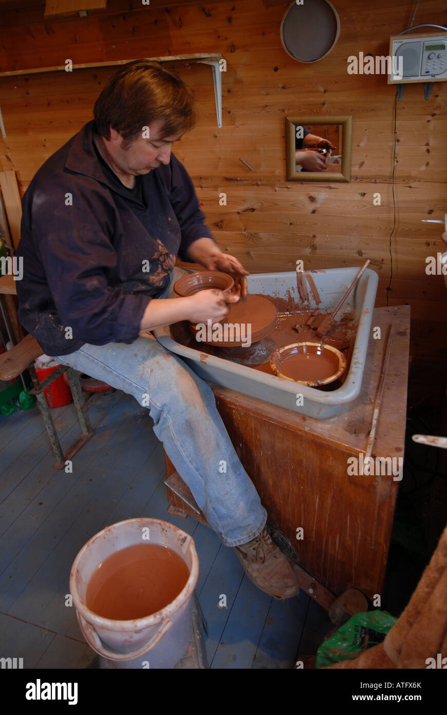 Potter throwing a pot on a wheel Stock Photo - Alamy