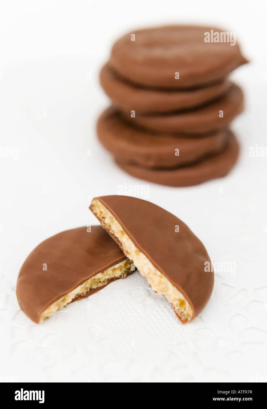 Stack of organic chocolate biscuits - chocolate covered ginger biscuits ...