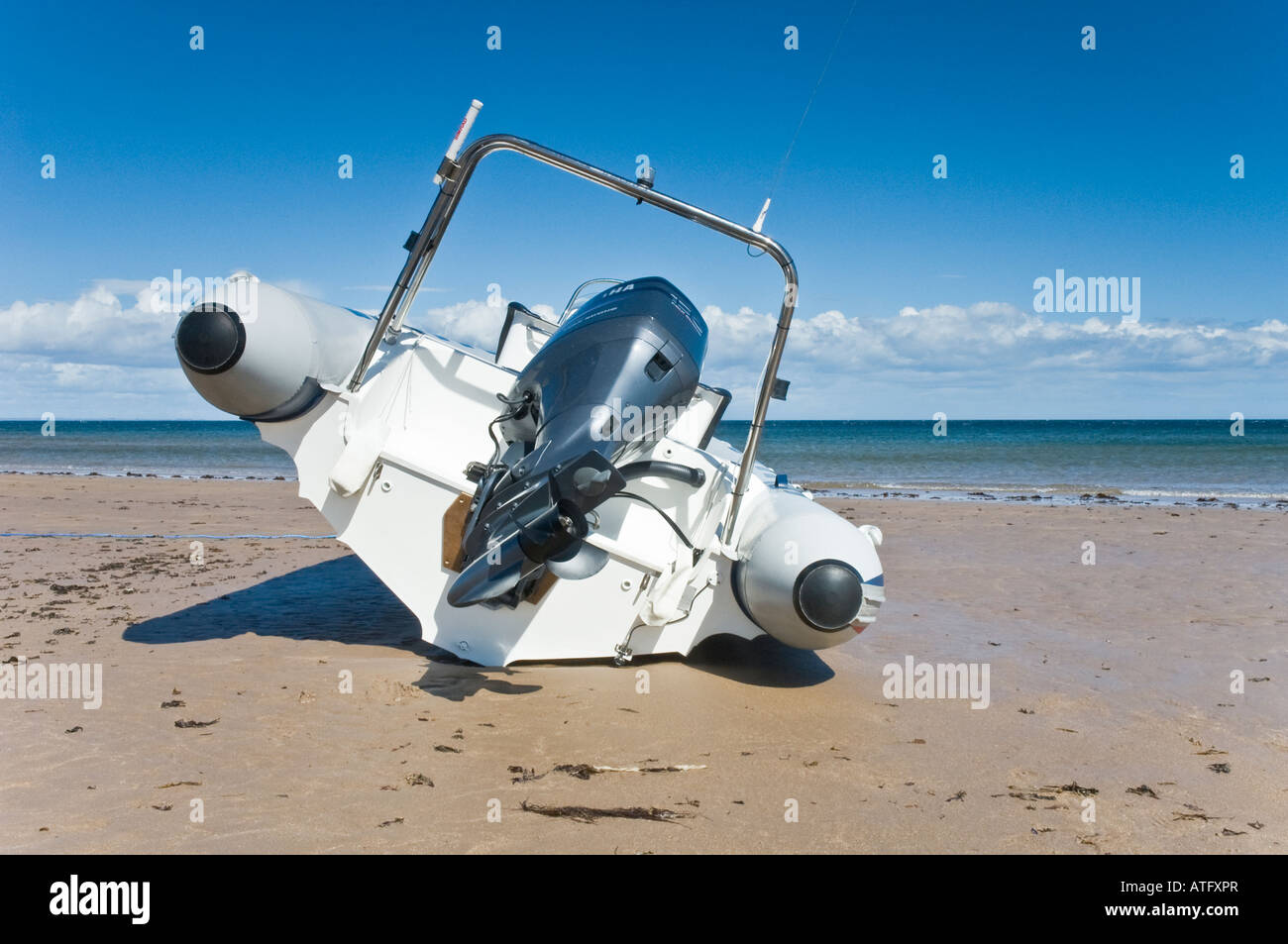 Speedboat on the beach Stock Photo - Alamy