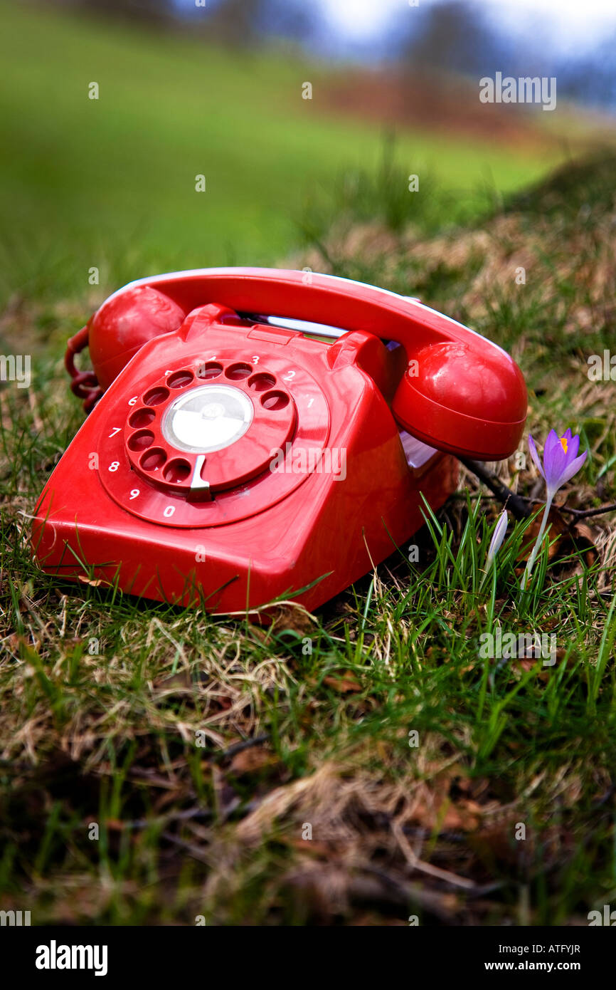 Red retro UK phone Stock Photo - Alamy