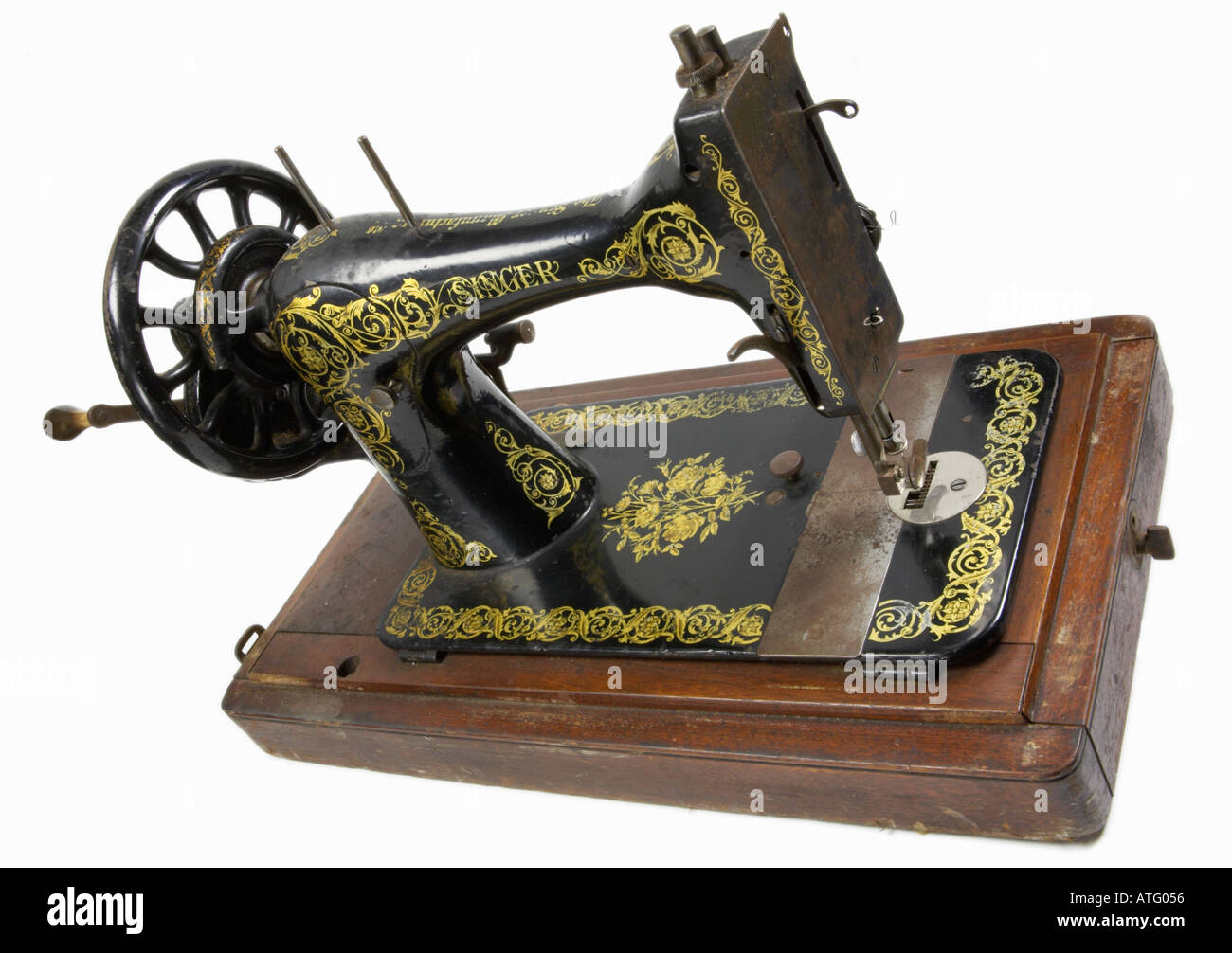 Vintage sewing machine gold Cut Out Stock Images & Pictures - Alamy