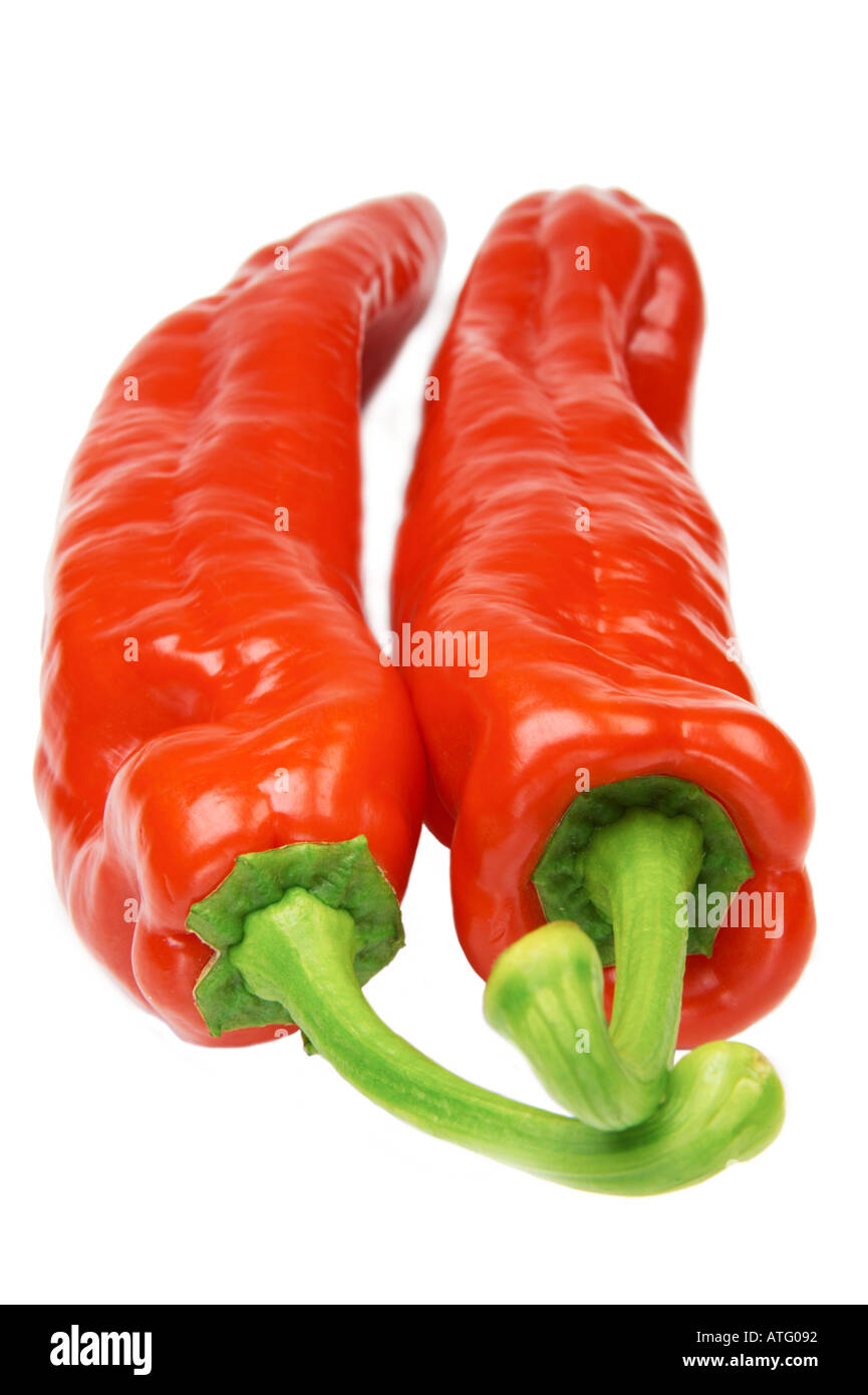 Two Red Sweet Peppers Closeup Normal Depth Field Stock Photo - Alamy