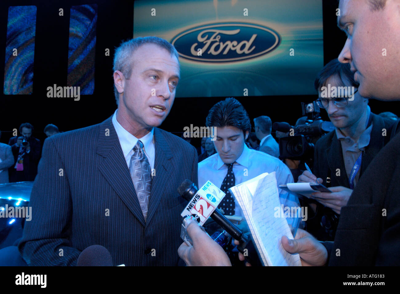 Ford Vice President of Design J Mays being interviewed by journalists ...