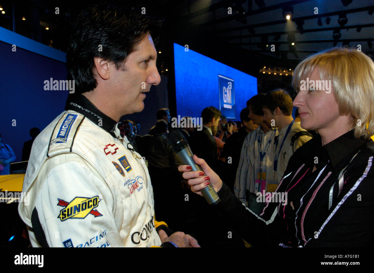 Corvette Racing driver Ron Fellows is interviewed at the Z06 ...