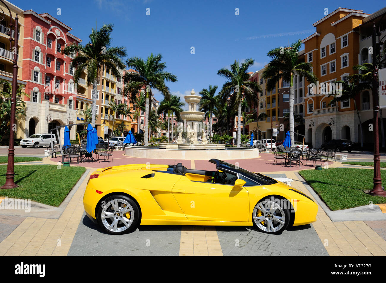 Lamborghini automobile Naples Florida Bayfront Shopping District Stock ...