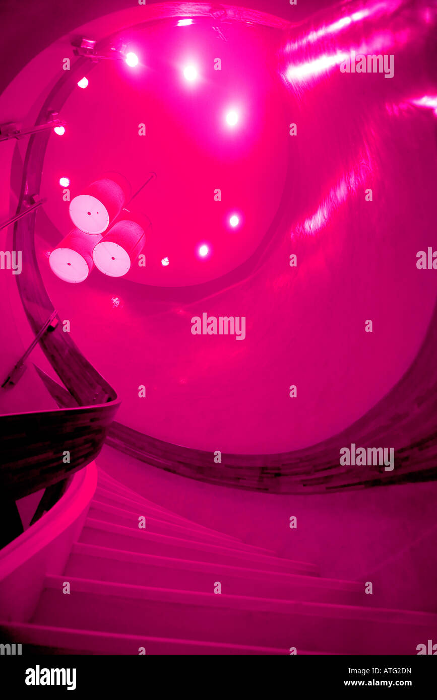 Pink indoor staircase Stock Photo - Alamy