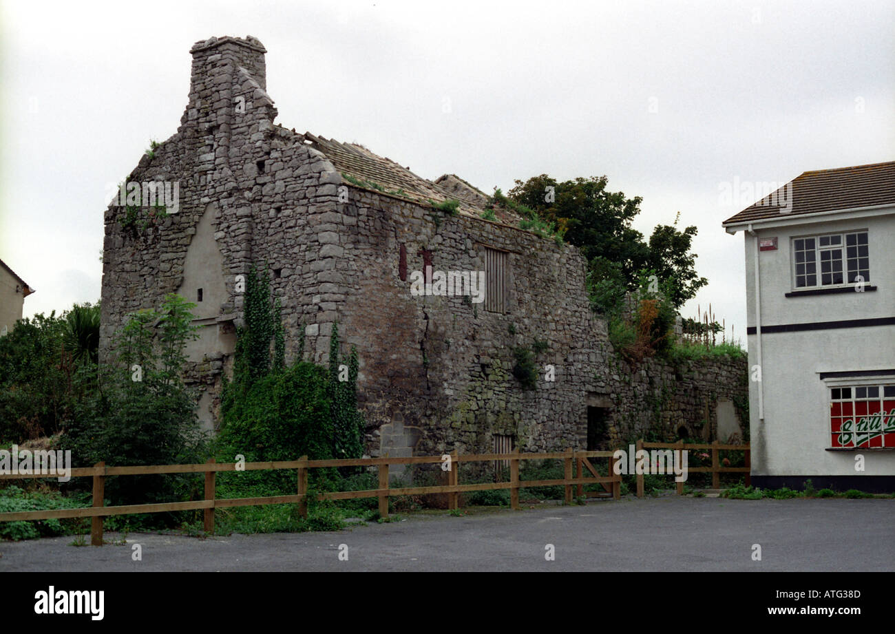 Ancient and derelict Bishop's Palace in the village of Lydstep ...