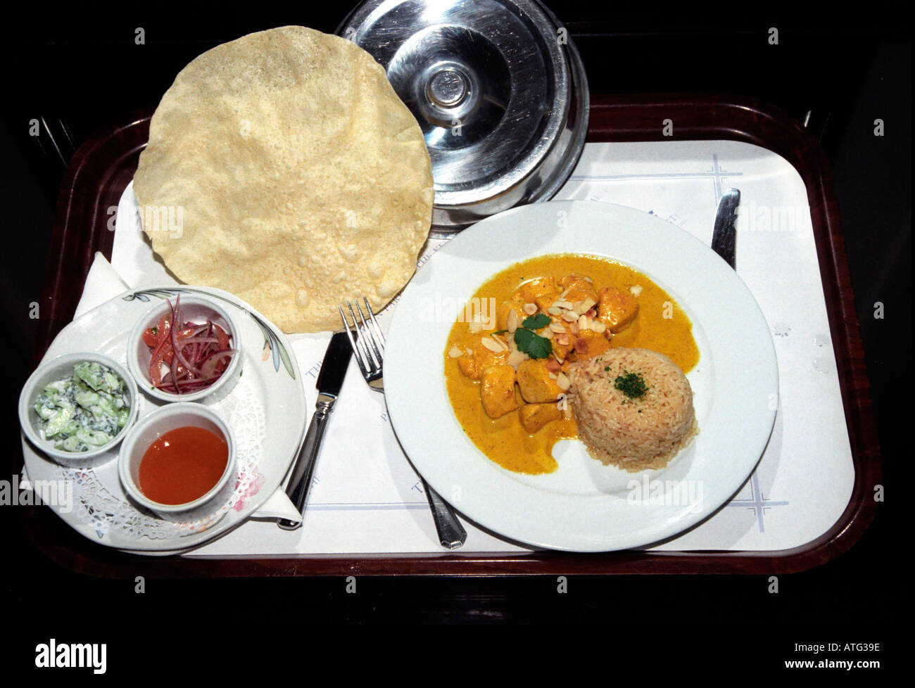 Chicken curry from hotel room service Stock Photo - Alamy