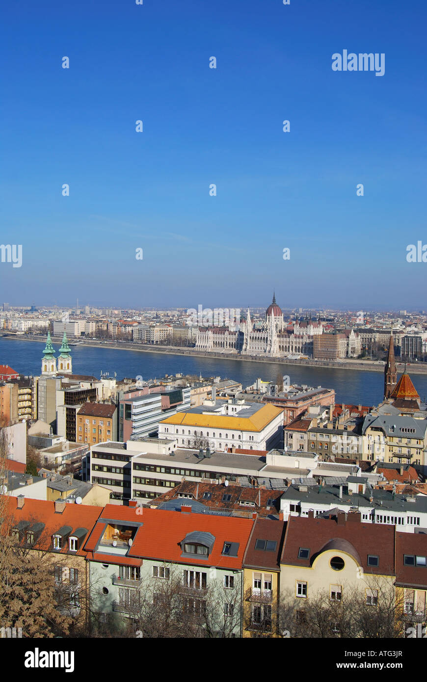 City view from Fisherman's Bastion, The Castle District, Buda, Budapest ...
