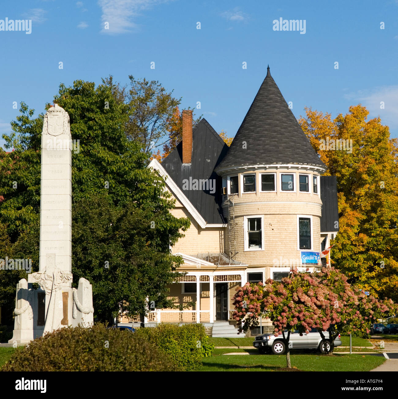 Stock image of downtown Fredericton New Brunswick with War Memorial and ...