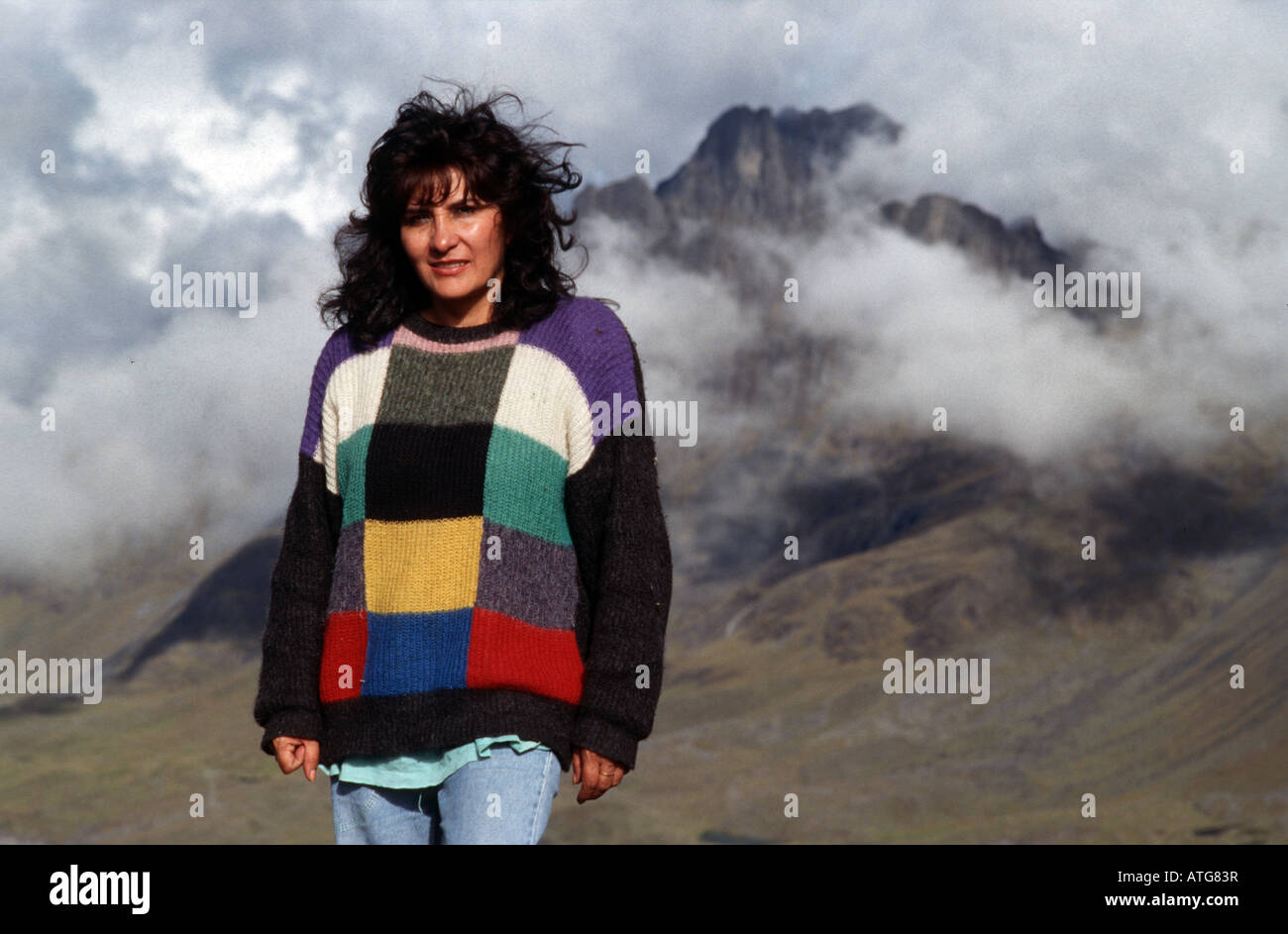 A Bolivian musician Zulma Yugar against the scenic backdrop of moon ...