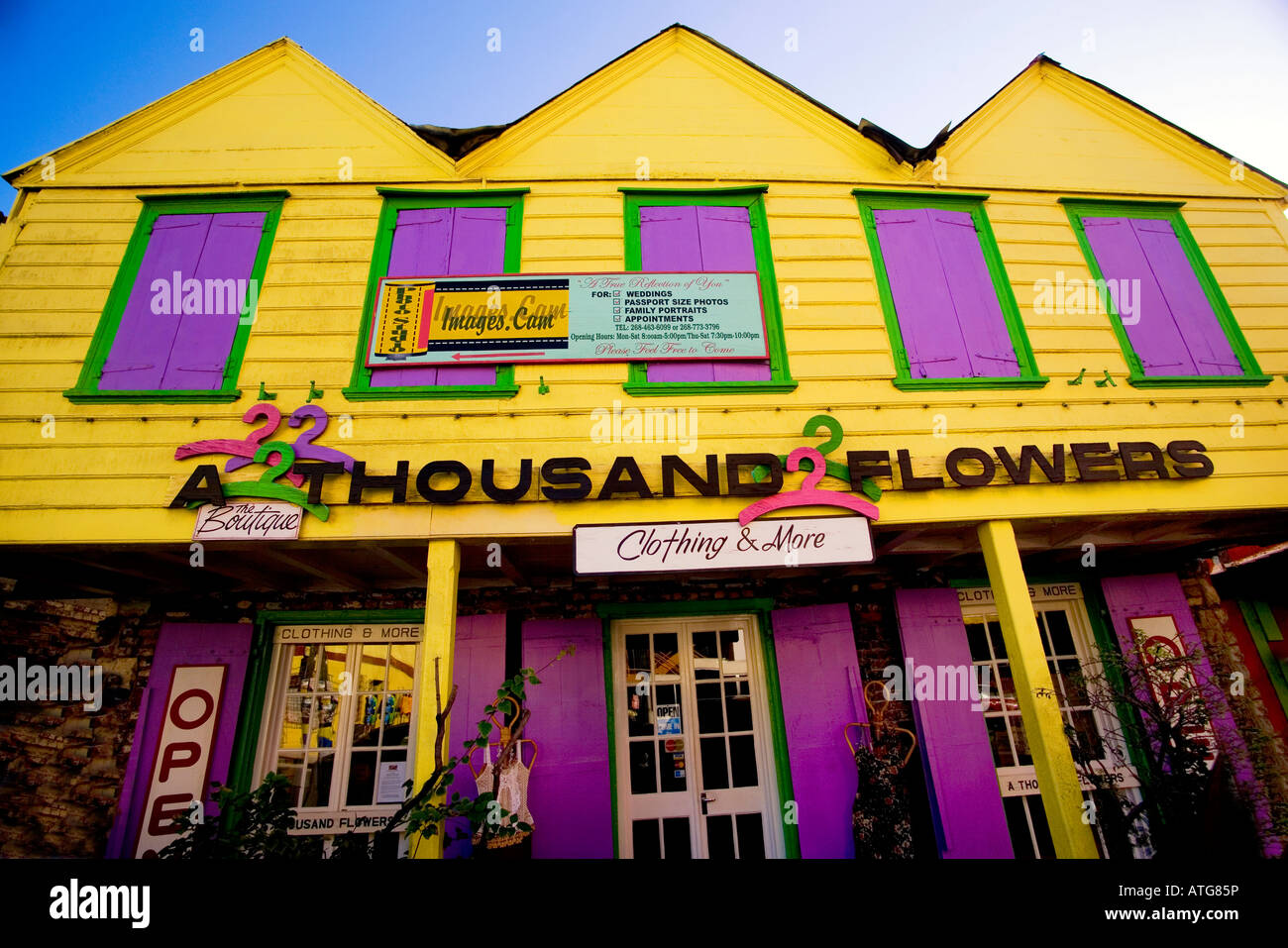 Caribbean shopping district, Antigua, West Indies Stock Photo - Alamy