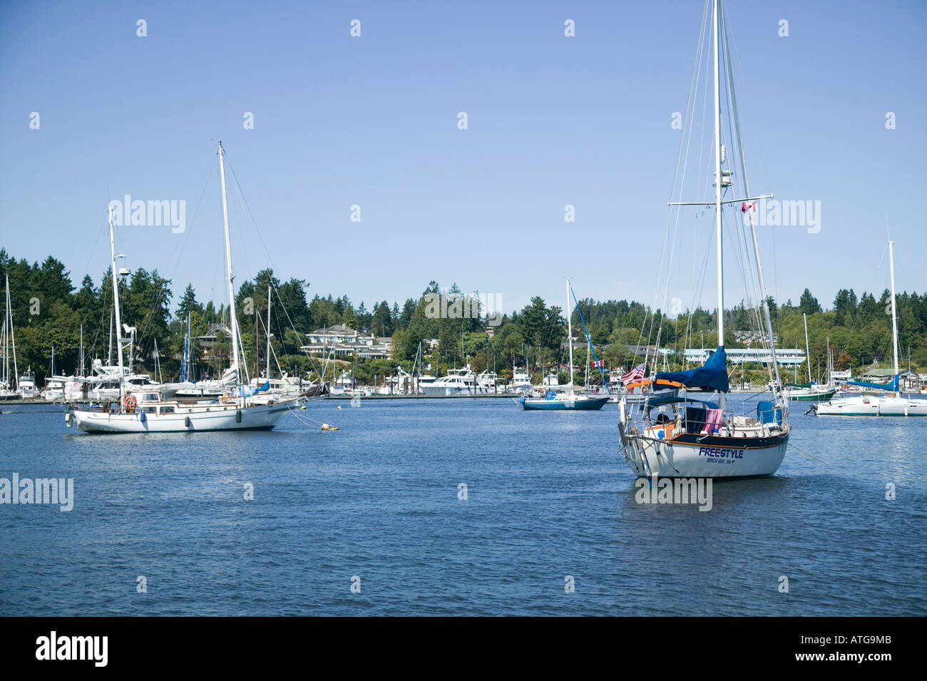 Boats at Anchor Ganges Salt Spring Island BC Canada Stock Photo - Alamy
