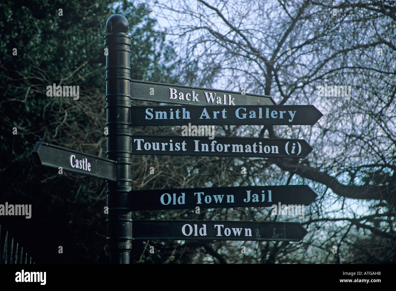 Direction sign to places of interest in Stirling Stock Photo - Alamy