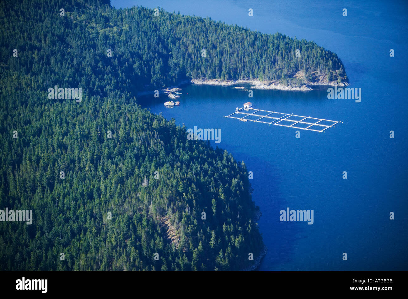 Aerial View of Fish Farming British Columbia Canada Stock Photo - Alamy