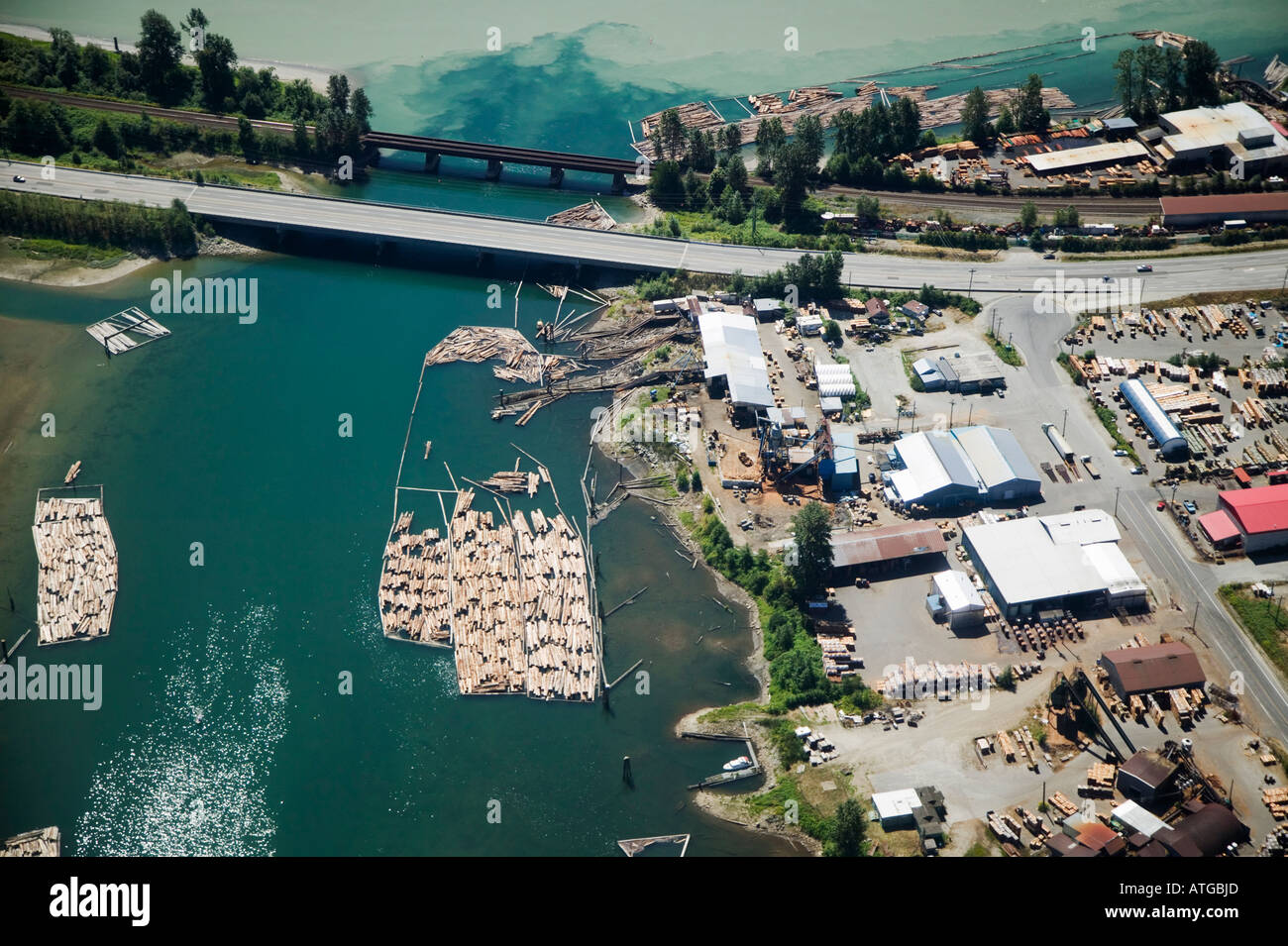 Aerial View Fraser River and Cedar Mill Fraser Valley British C Stock ...