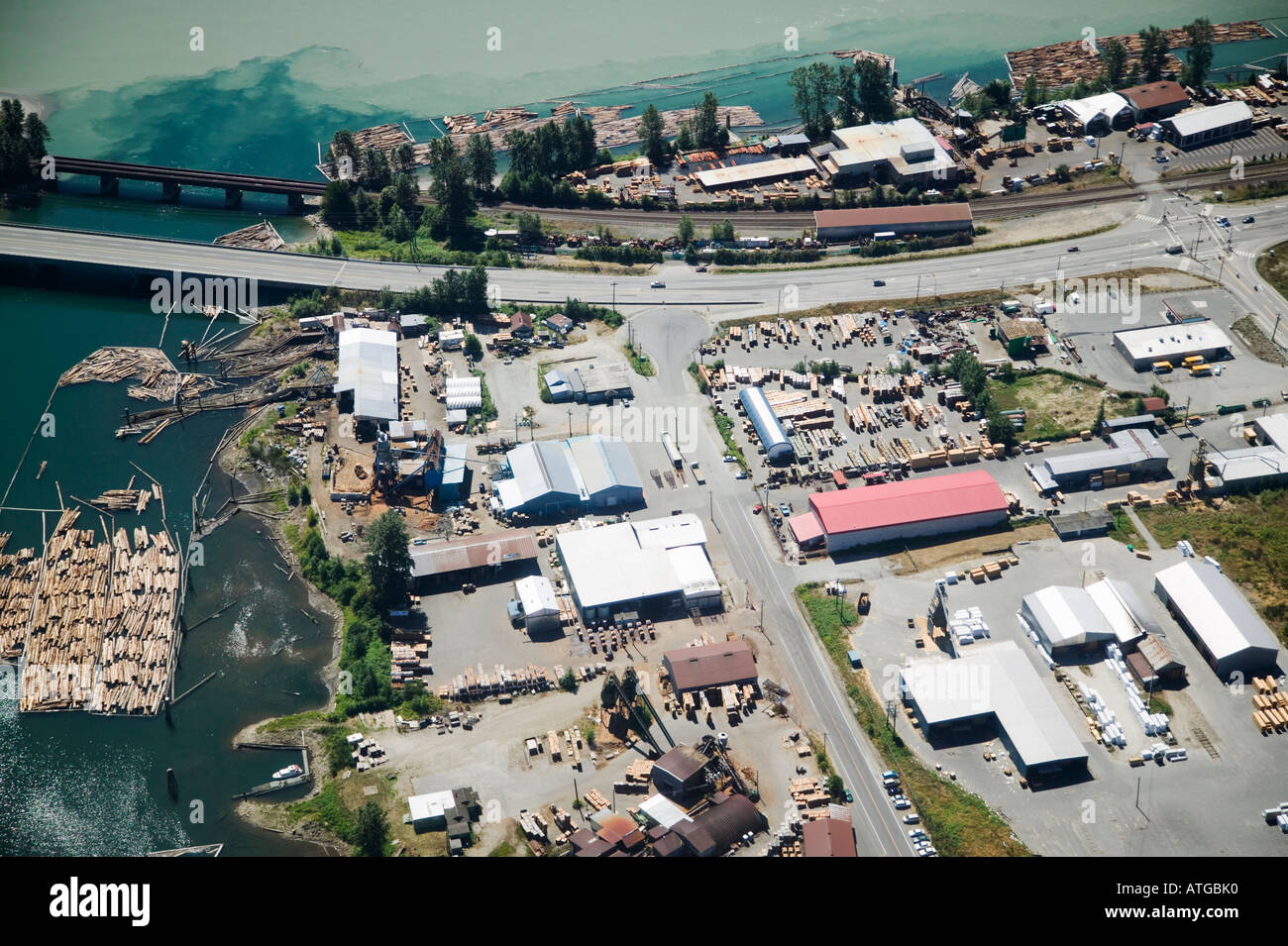 Aerial View Fraser River and Cedar Mill Fraser Valley British C Stock ...
