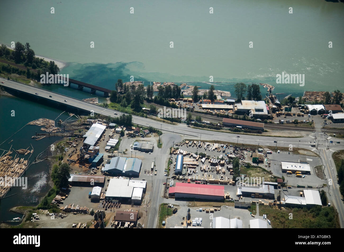 Aerial View Fraser River and Cedar Mill Fraser Valley British C Stock ...